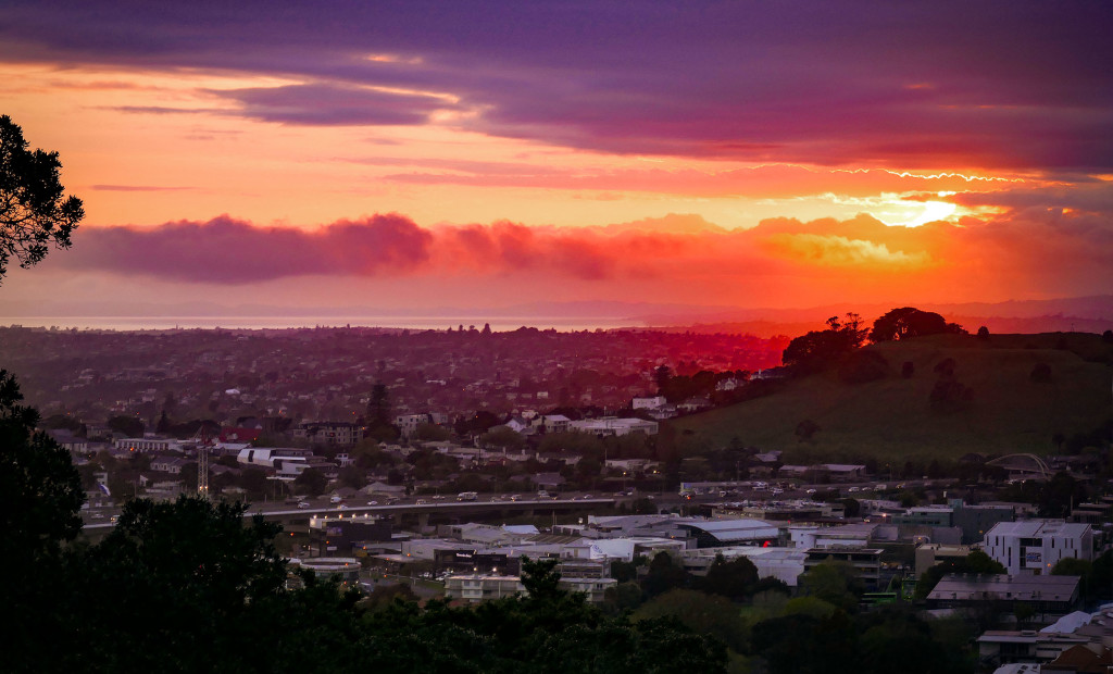 Sunrise from Mount Eden in Auckland New Zealand for boomervoice ...